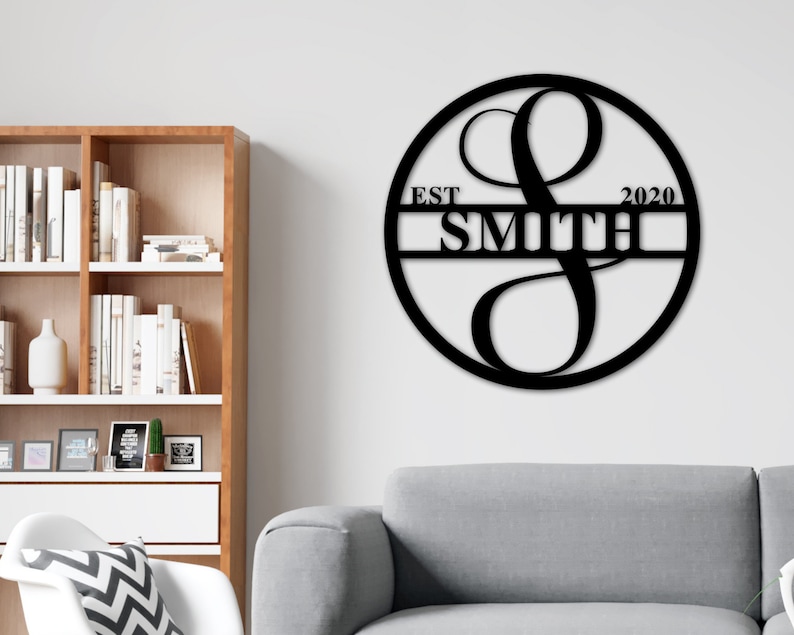 Last Name Sign EST Initial Sign Personalized Family Name - Etsy