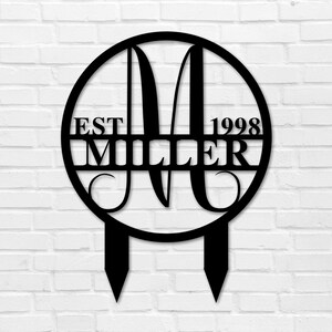 Round Monogram, Monogram Yard Sign, Personalized, Name Yard Sign ...