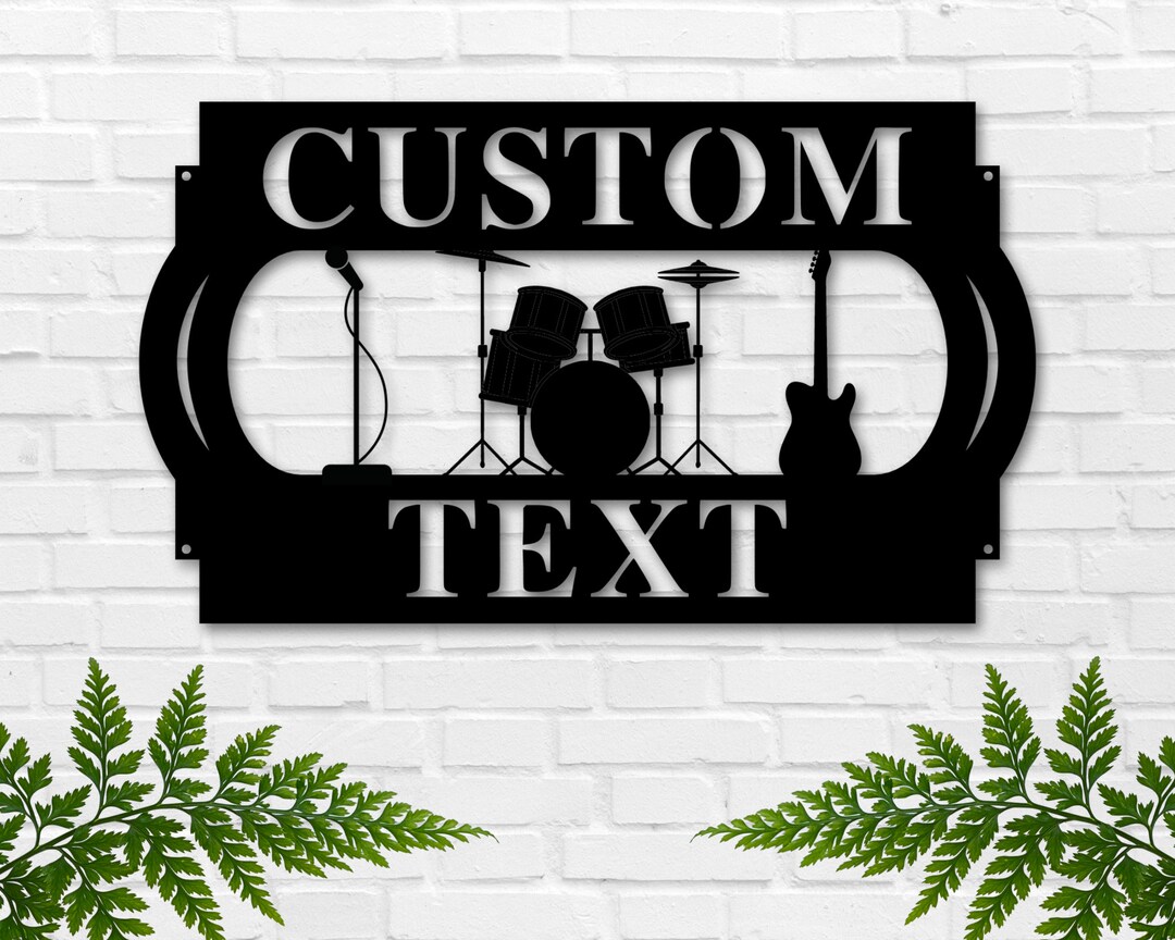 Custom Metal Sign, Guitar Drums Microphone, Personalized Music Decor ...