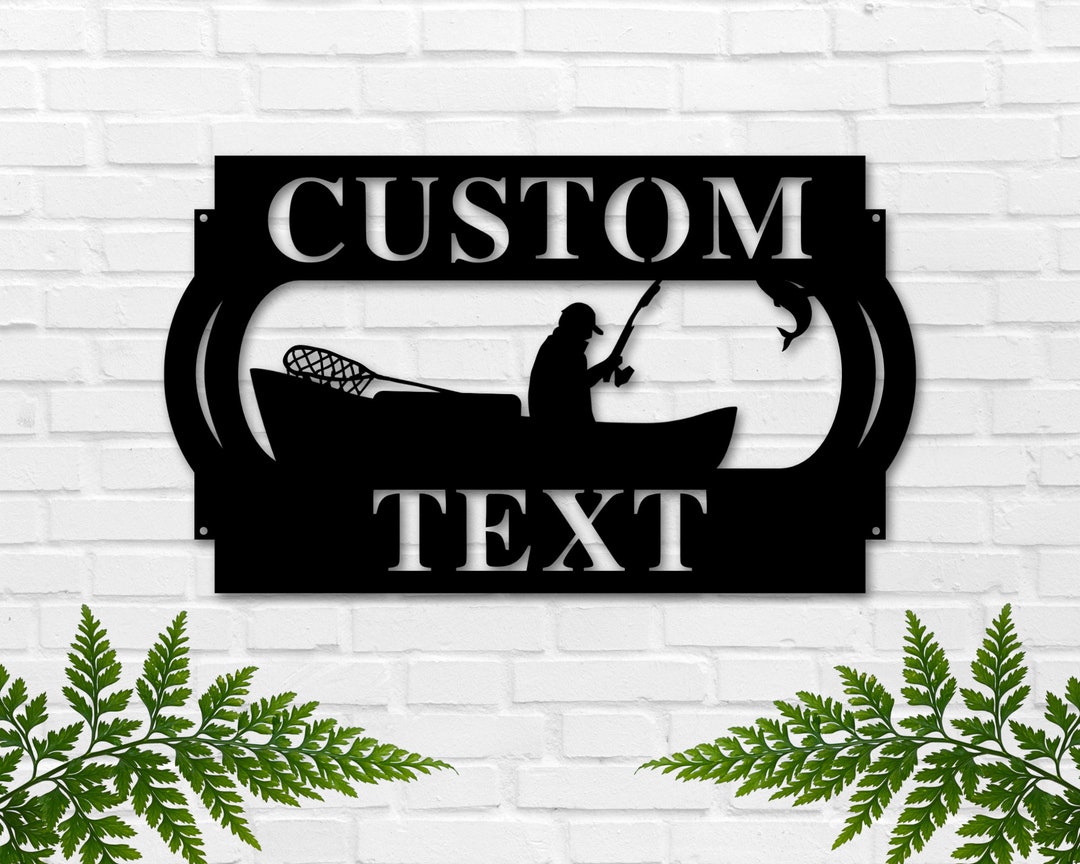 Personalized Metal Fishing Sign, Custom Name Fisherman Decor, Fish Shop ...