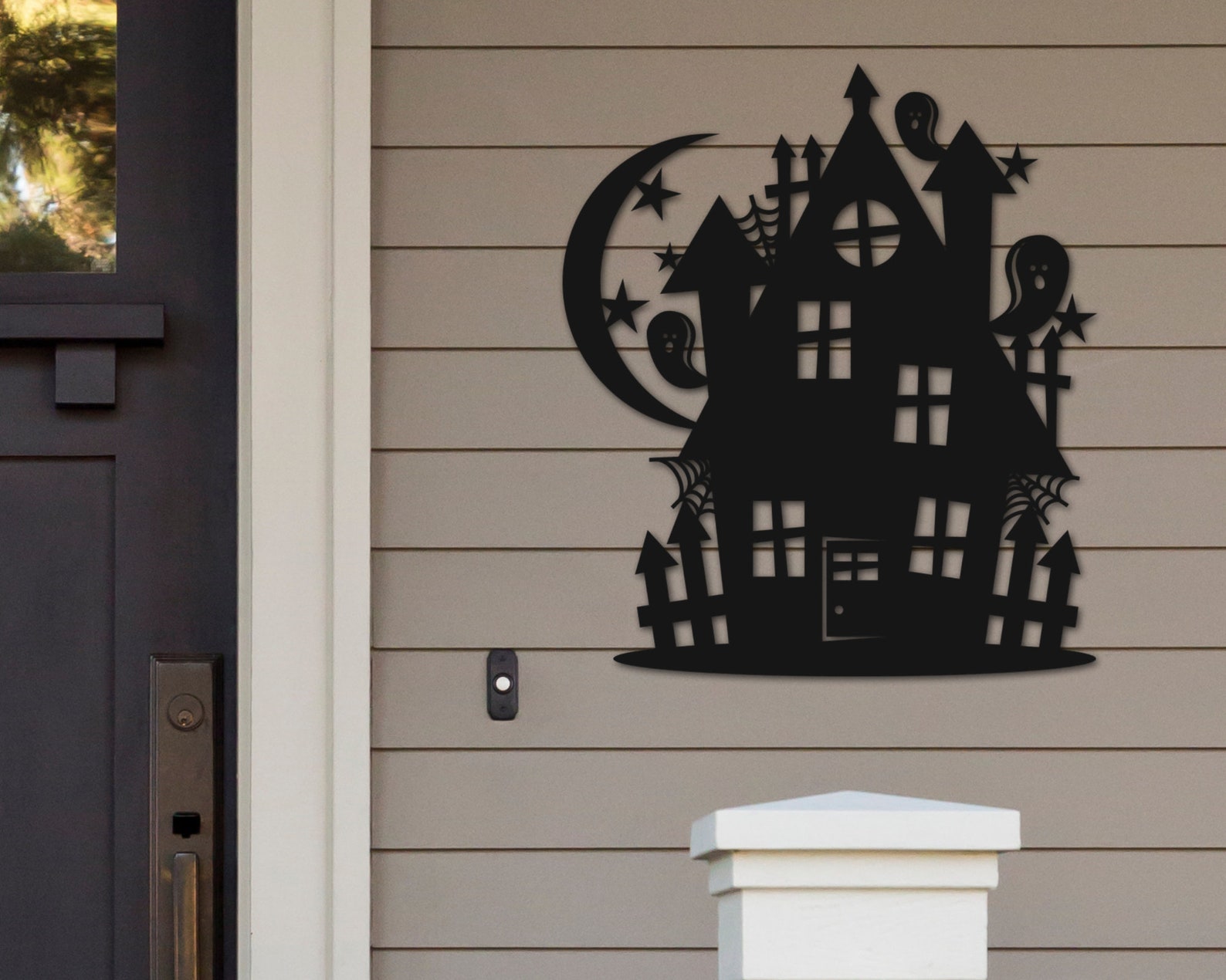 Haunted House Metal Sign, Halloween Wall Decor, Metal Halloween ...