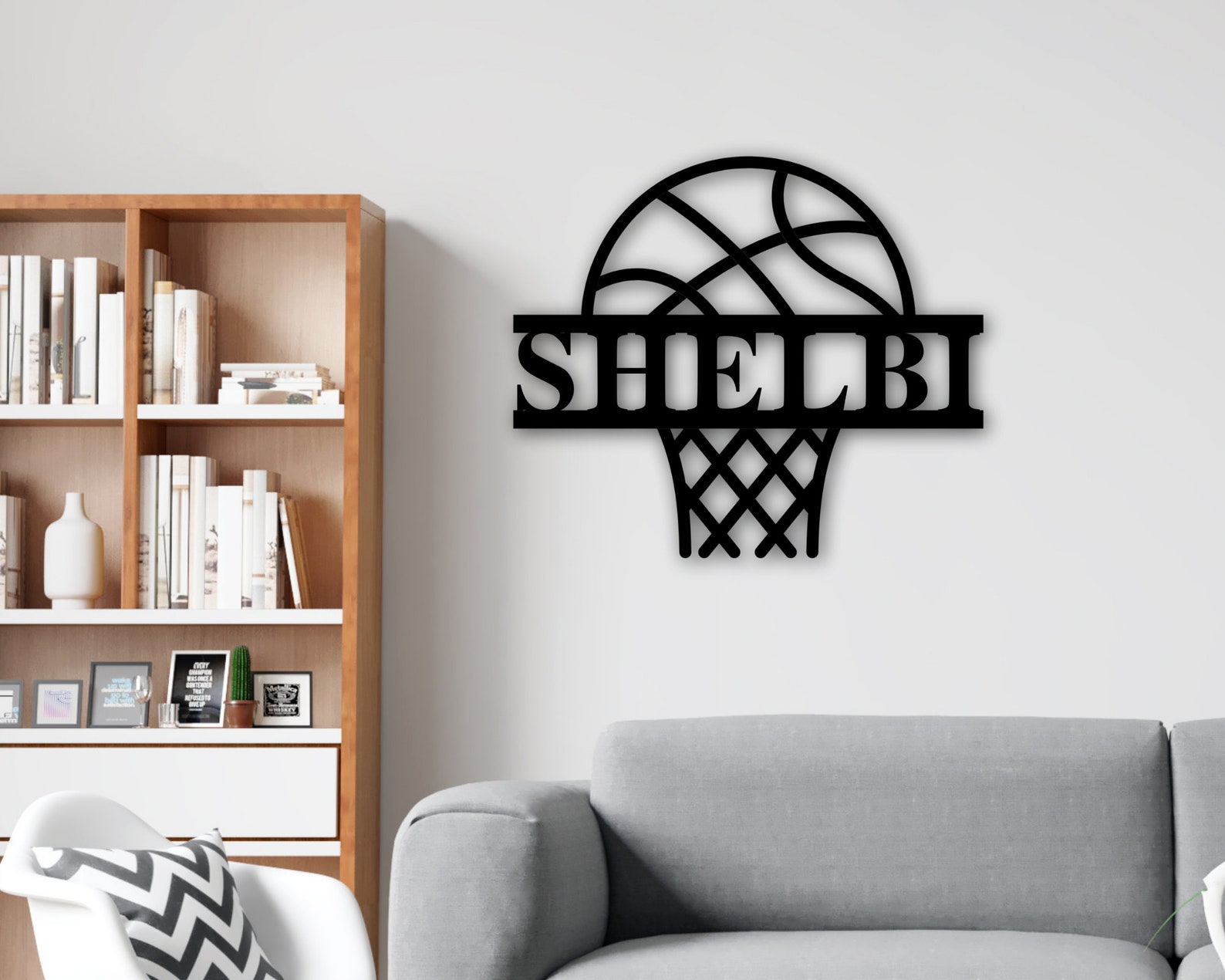 Basketball Name Sign, Metal Wall Art, First Name Sign, Kids Room Sign ...