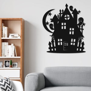 Haunted House Metal Sign, Halloween Wall Decor, Metal Halloween ...