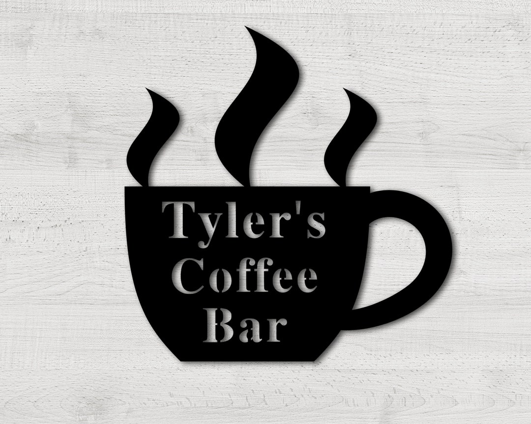 Coffee Bar Metal Sign, Custom Coffee Shop Sign, Personalized Coffee ...