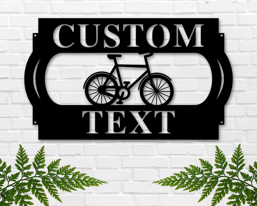 Personalized Metal Bicycle Sign, Custom Name Bike Decor, Bike Shop Sign ...
