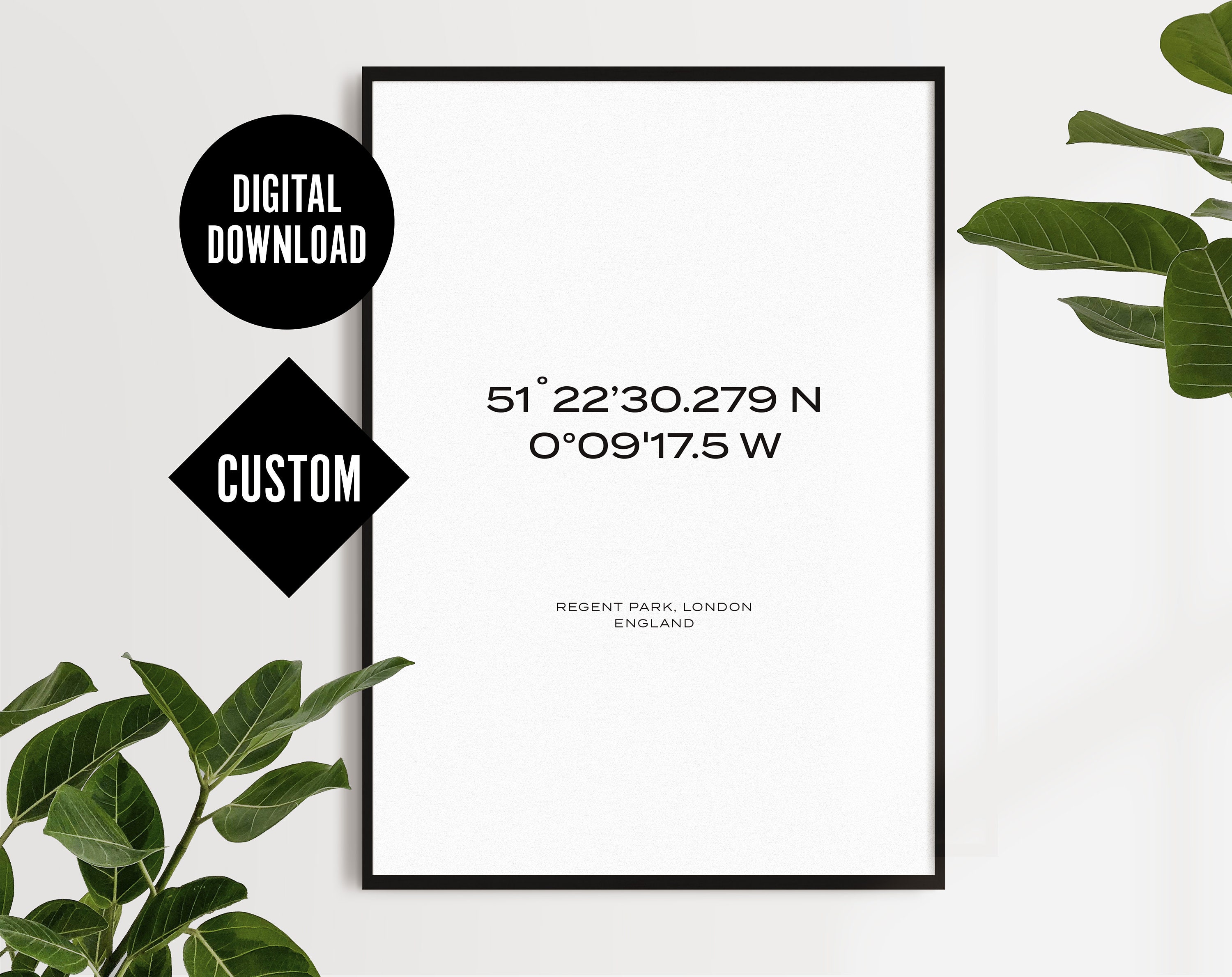 Custom Location Print Wall Art Digital Printable New Home Anniversary ...