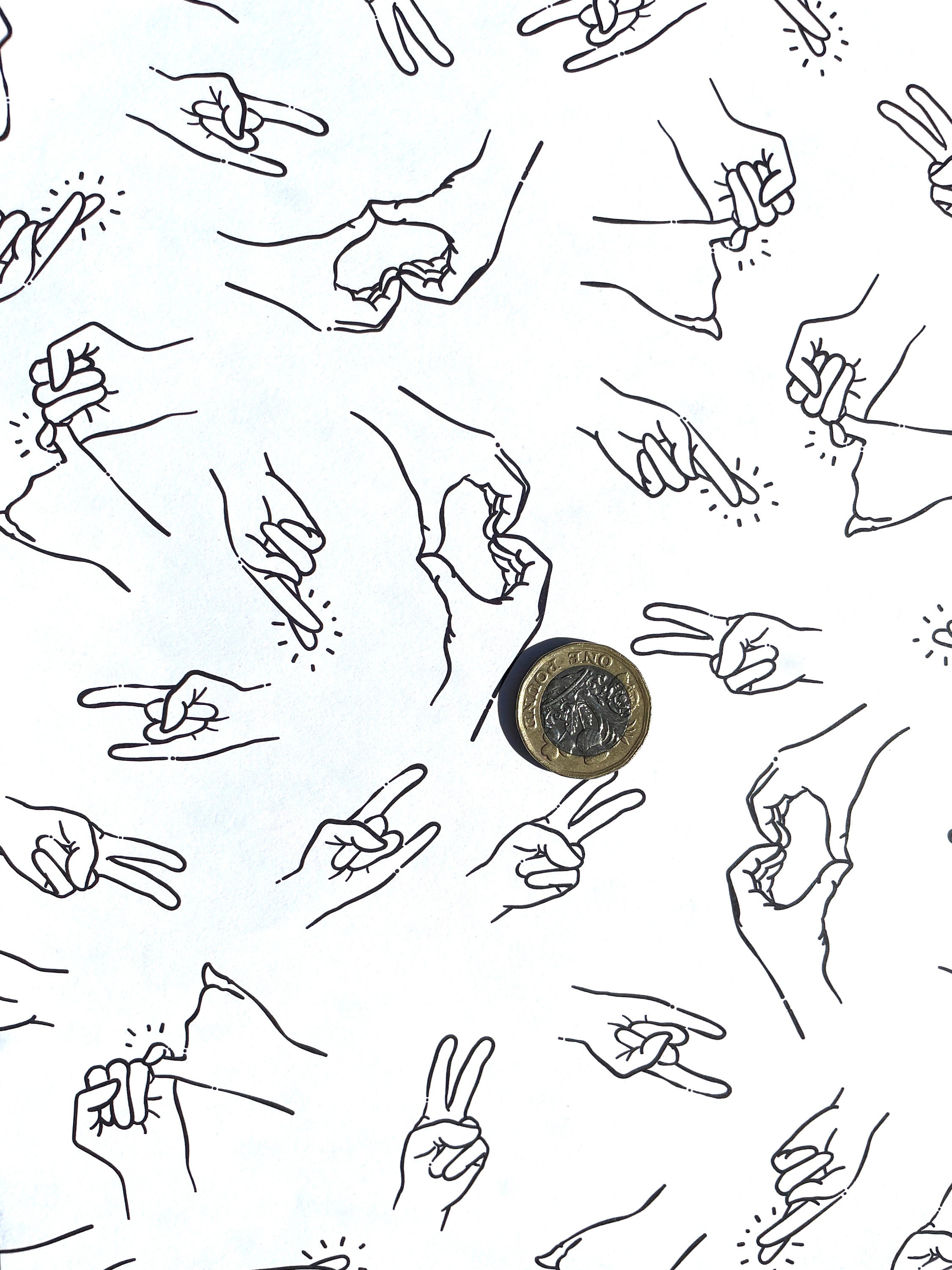 Hand Gestures Wrapping Paper Sheet | Matt 120gsm Uncoated Paper Single ...