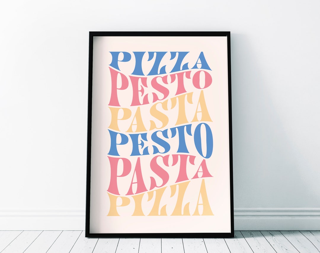 Pizza Pesto Pasta Poster Kitchen Wall Art Home Print Decor Gift A3 A4 ...