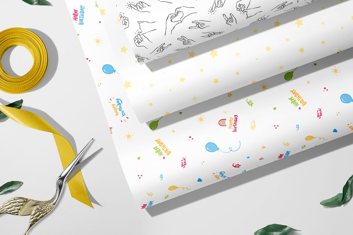Happy Birthday Wrapping Paper Sheet | Luxury 115gsm Silk Paper Single ...
