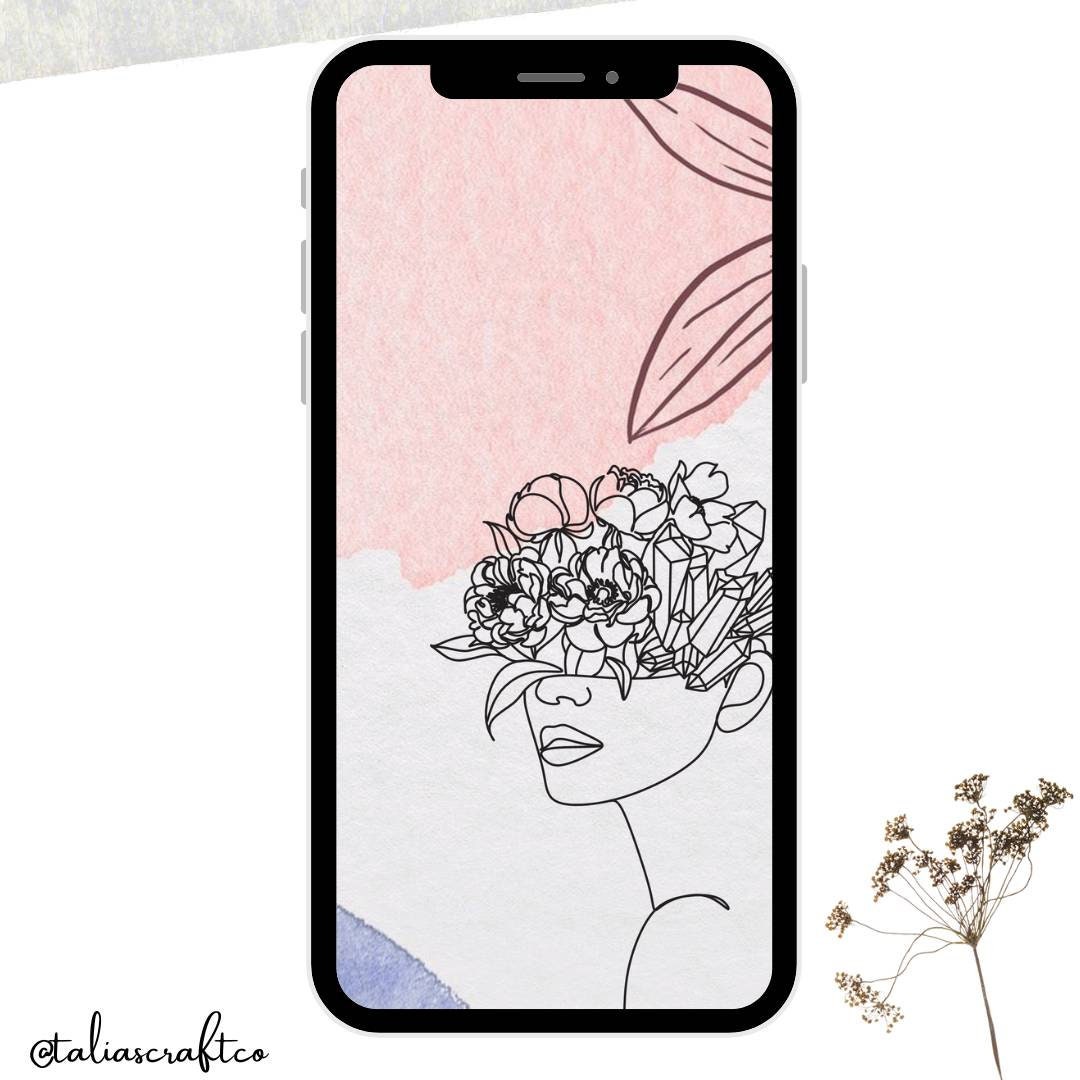 Floral Lady Phone Wallpaper: Aesthetic Mobile Background (digital ...