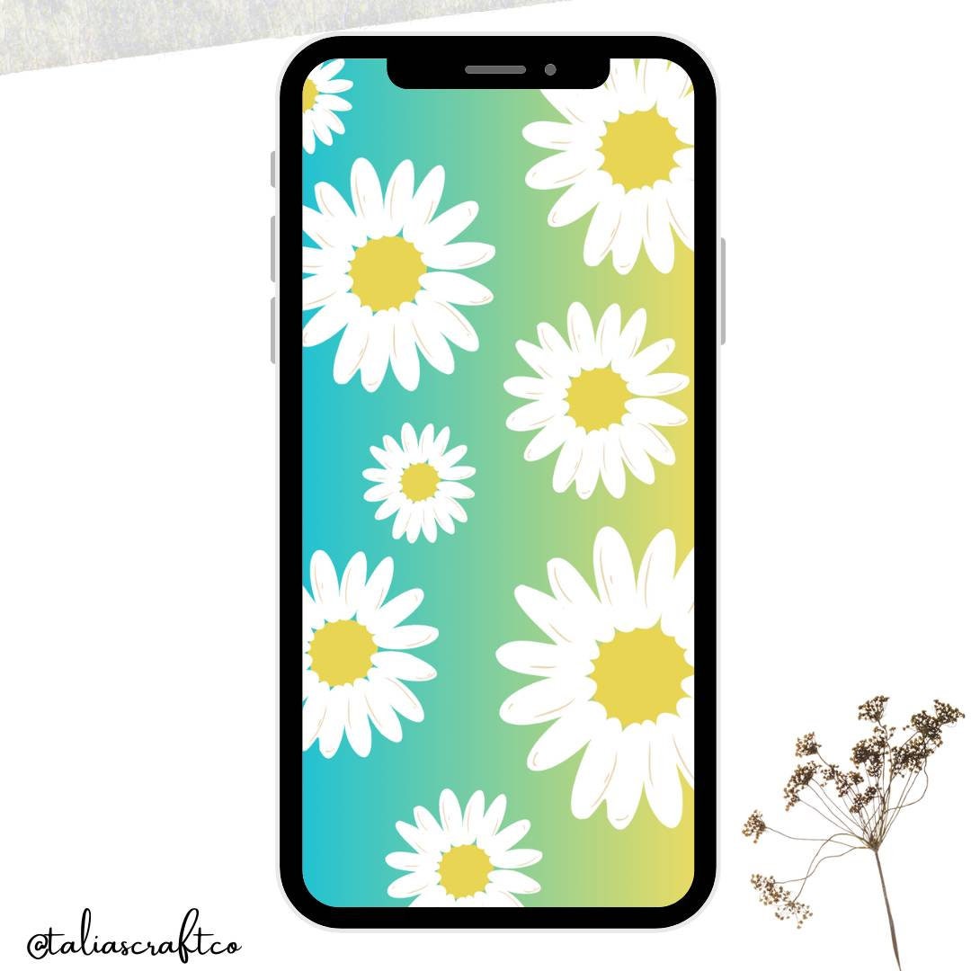 Digital Download: Daisy Wallpaper| Digital Art | Mobile Background ...