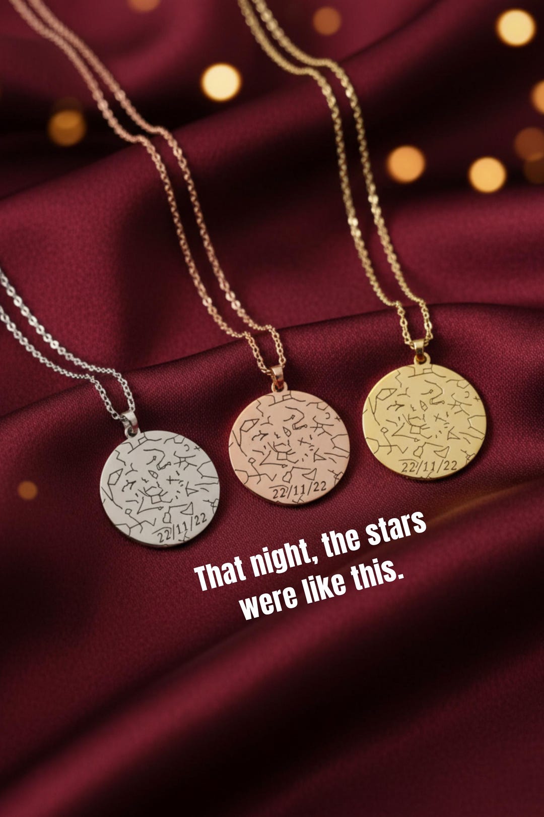 Engraved Star Map Necklace: Personalized Sterling Silver Anniversary ...