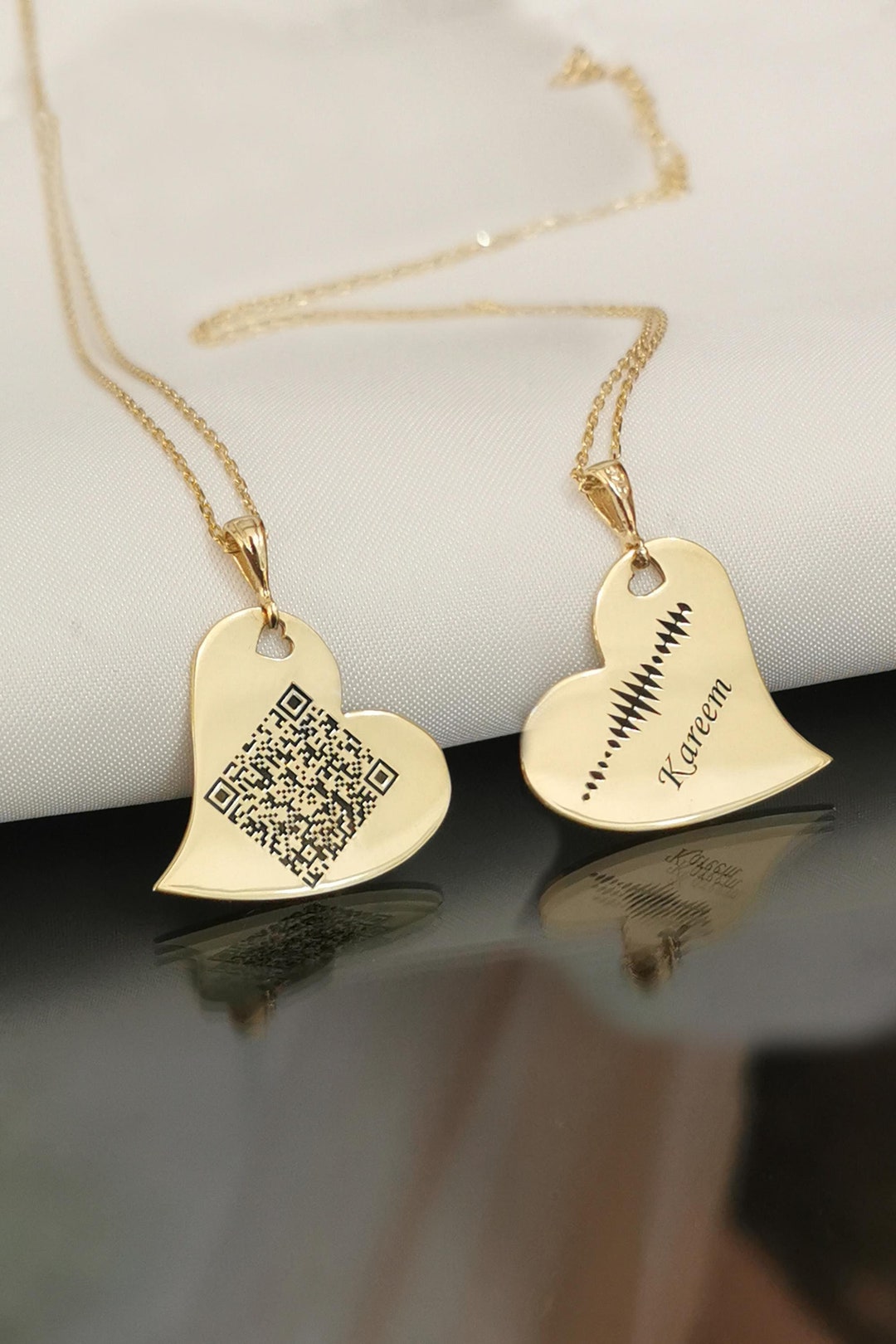Keepsake Mom Gift Heart Necklace QR Code Necklace Engraved Soundwave ...