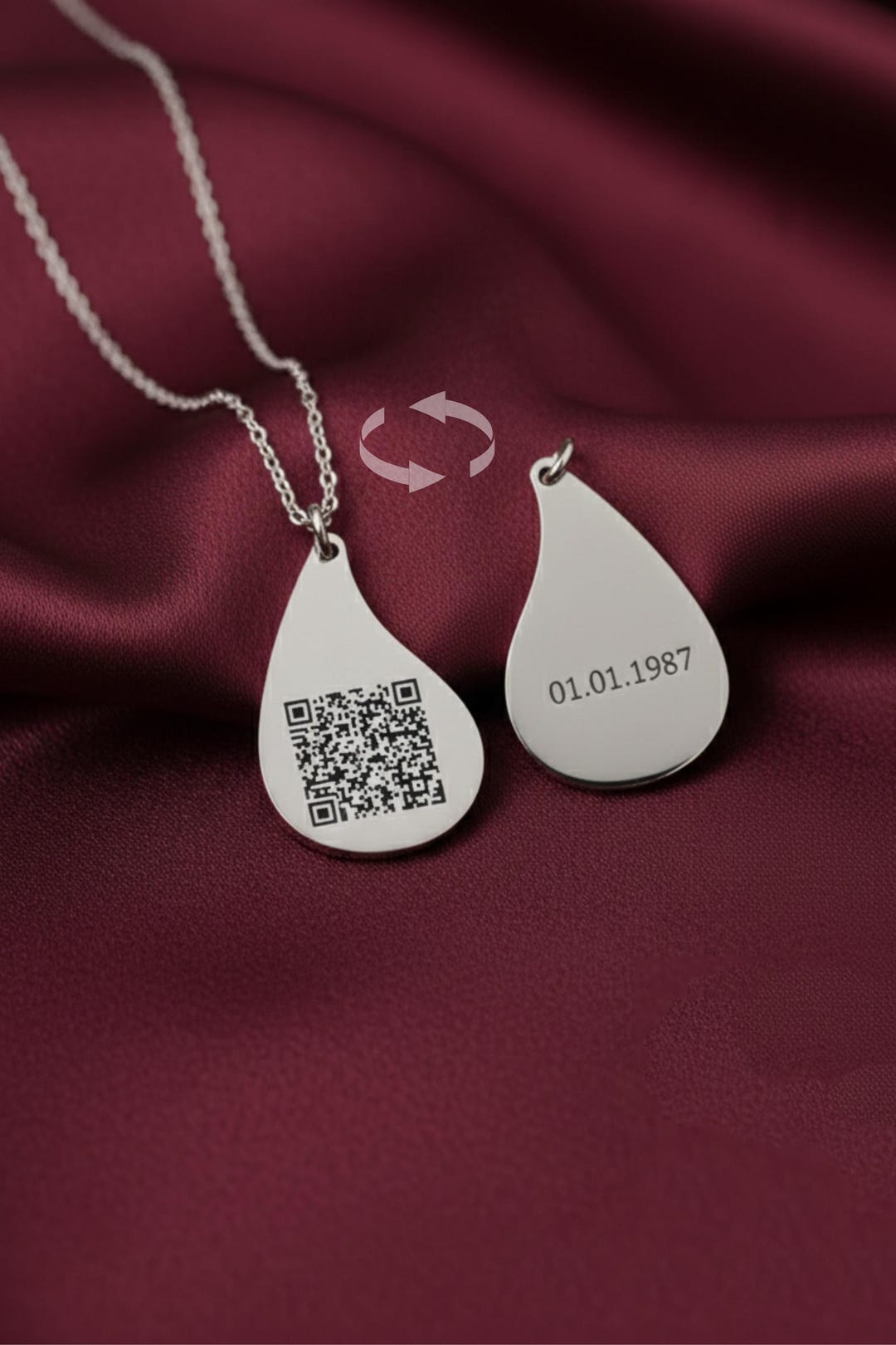 Personalized QR Code Sterling Silver Teardrop Necklace: Voice Message ...