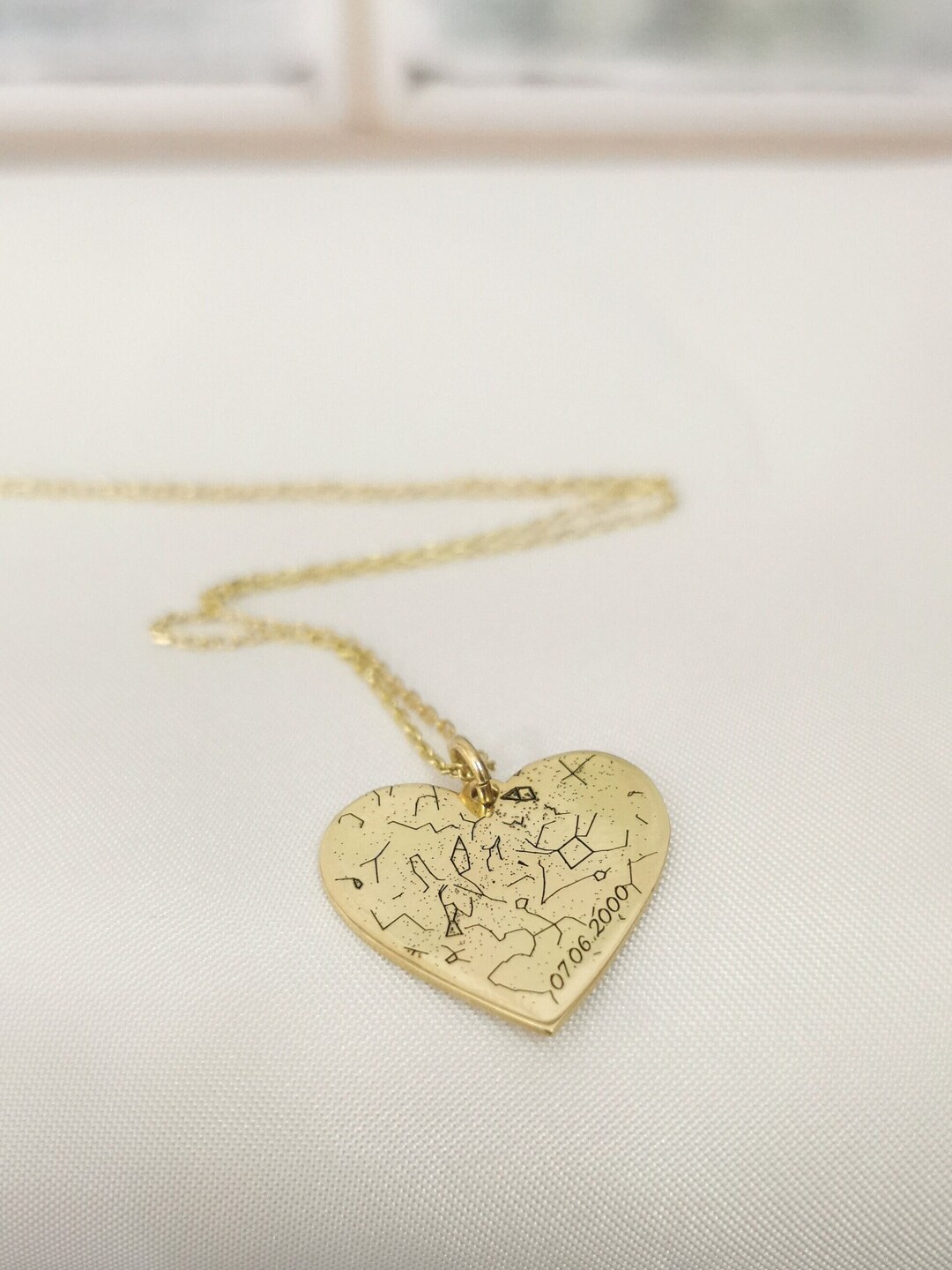 Engraved Star Map Necklace • Star Map by Date • Silver Sky Map Pendant ...