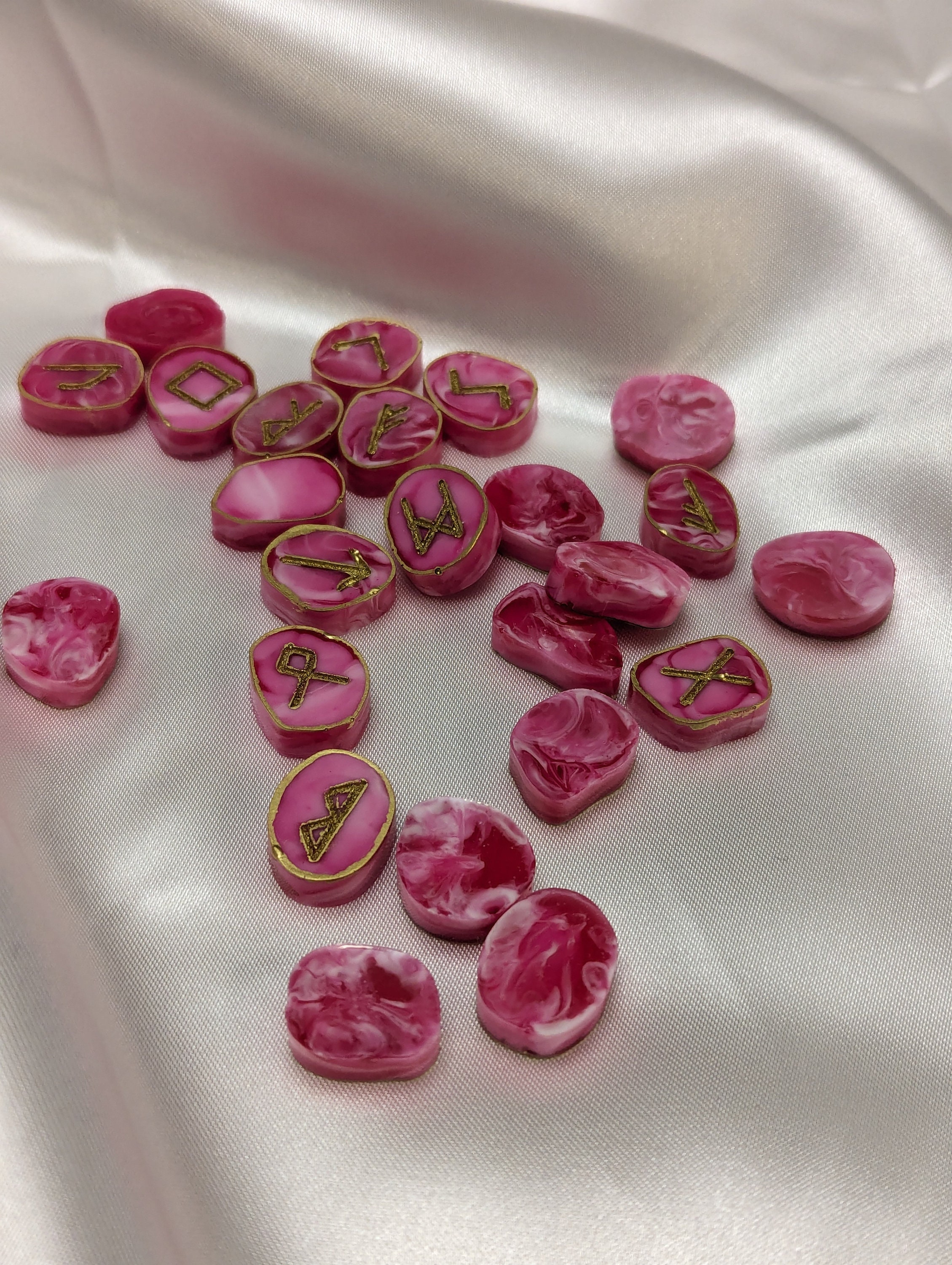 Elder Futhark Rune Stones Marbled Pink - Etsy