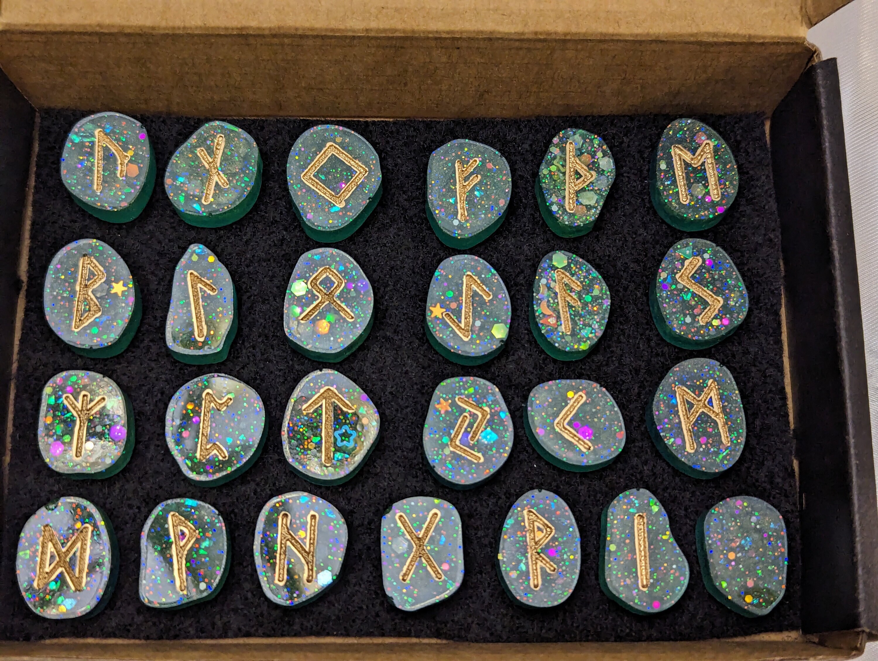Elder Futhark Rune Stones Green Forest Fae - Etsy