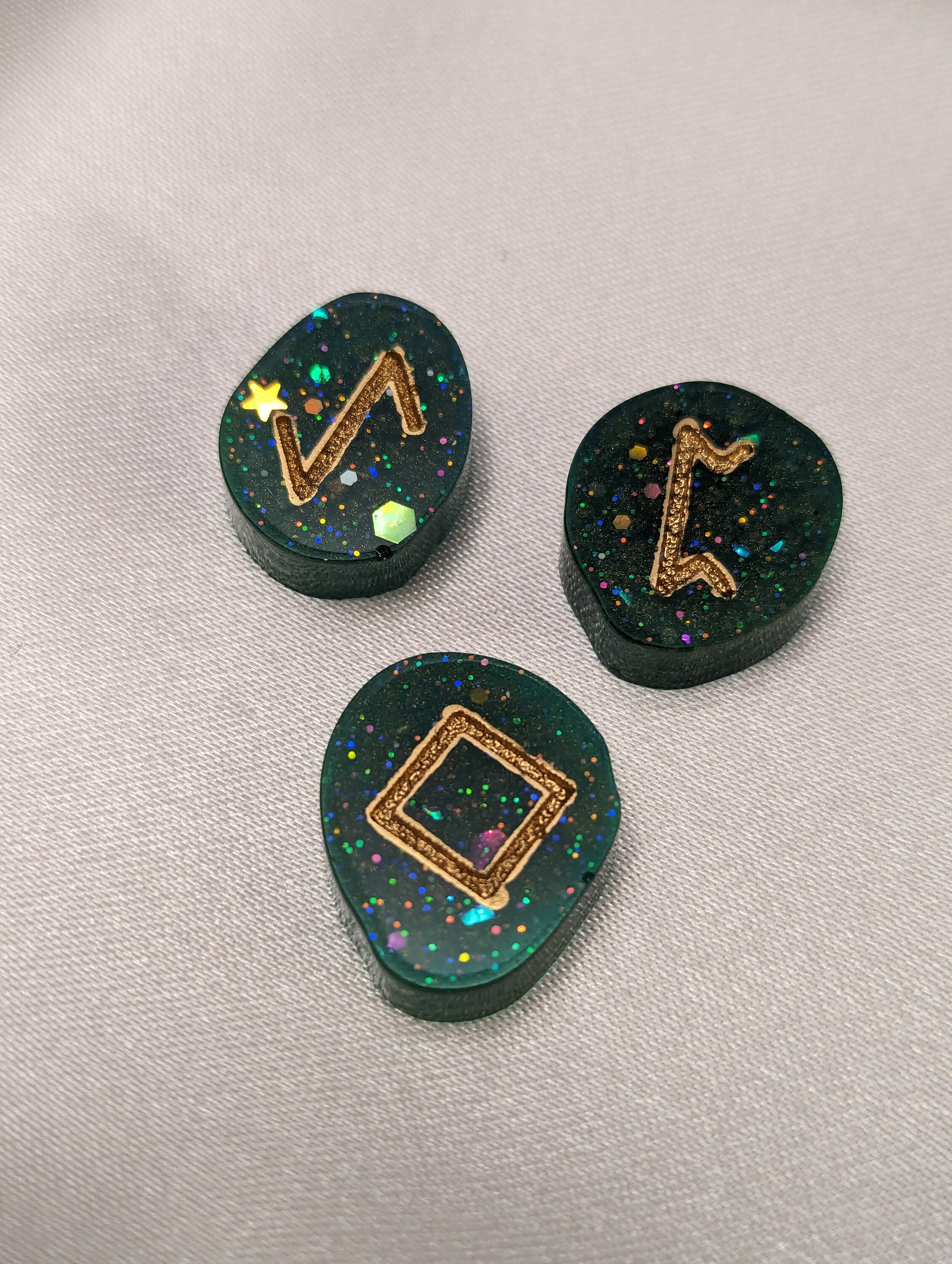 Elder Futhark Rune Stones Green Forest Fae - Etsy