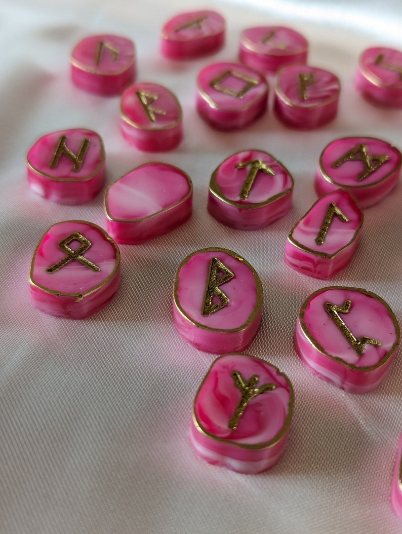 Elder Futhark Rune Stones Marbled Pink - Etsy