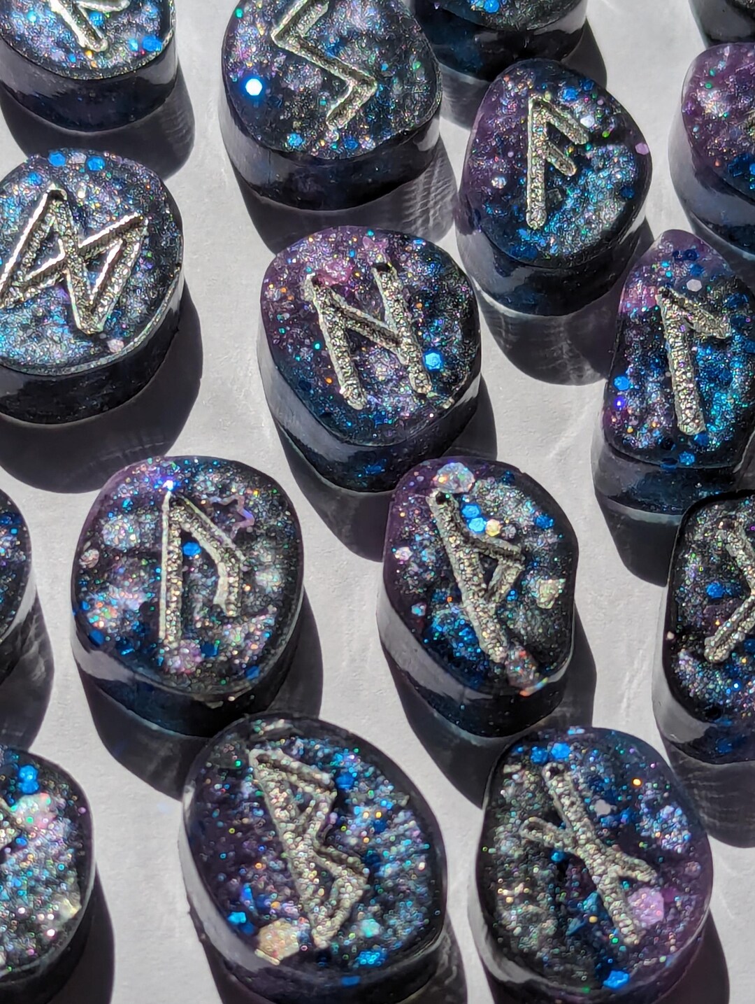 Custom Elder Futhark Rune Stones Galaxy, Glitter, Crystals, Flowers ...