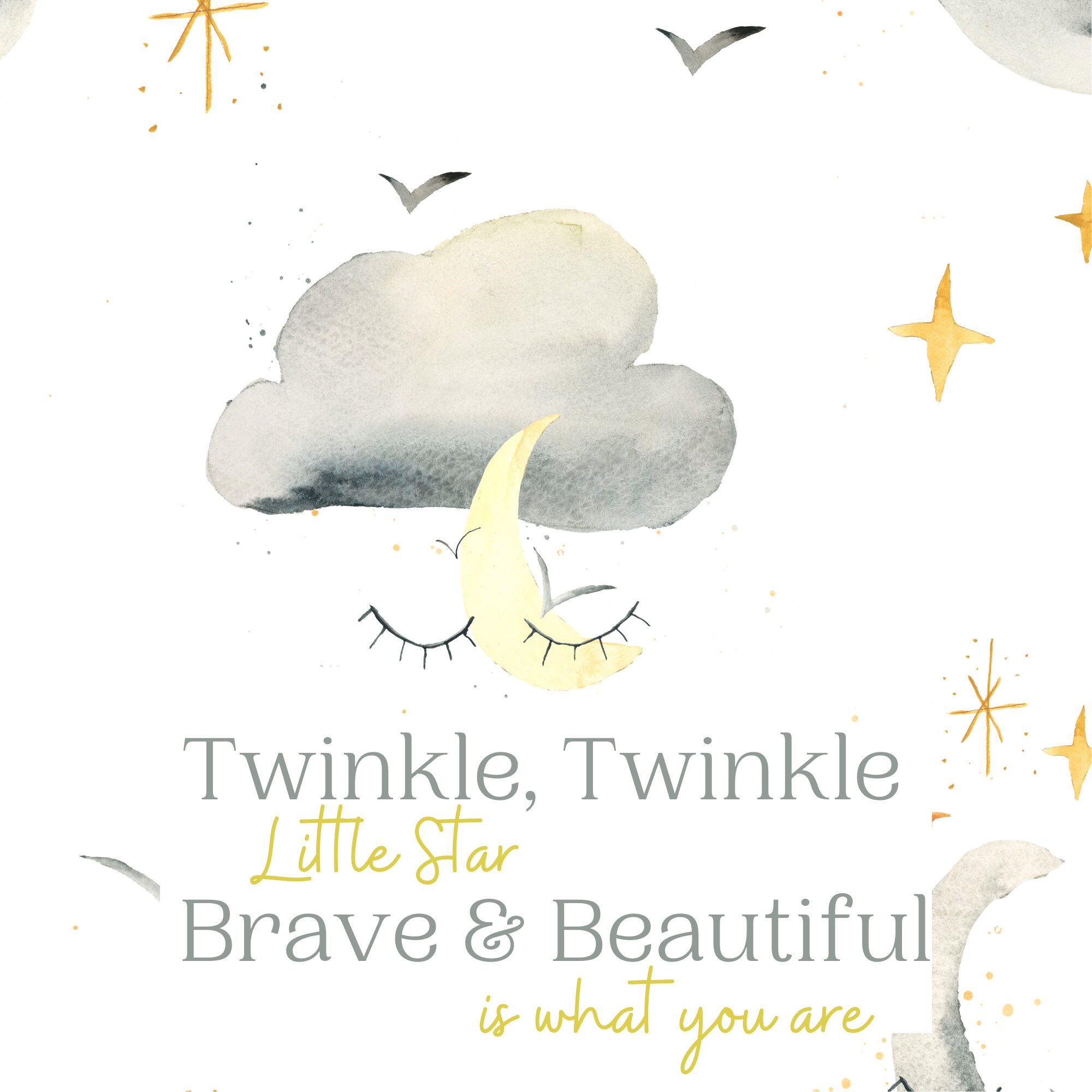 Twinkle, Twinkle Little Star Printable Nursery Wall Art, Moon and Stars ...