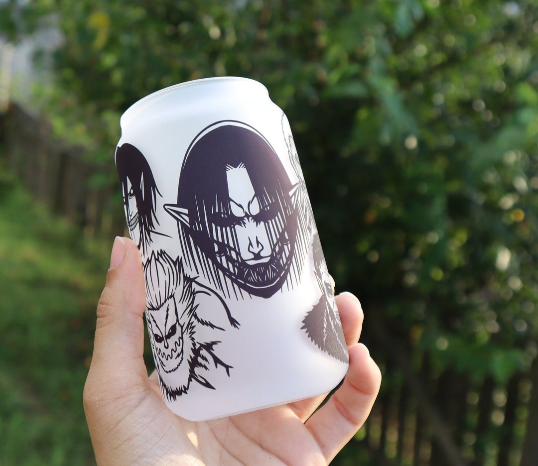 Attack Glass Can Anime Drinkware Anime Glass Can - Etsy