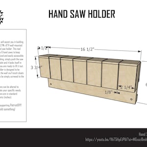 Hand Saw Holder - Digital Build Plans / French Cleat Tool Holder / Shop ...