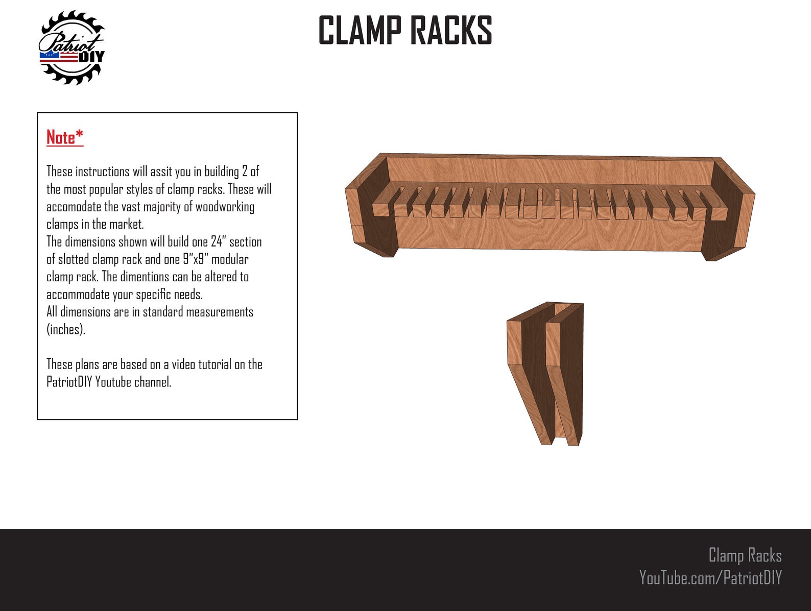 DIY French Cleat Clamp Rack Bundle - Digital Build Plans / Woodworking ...