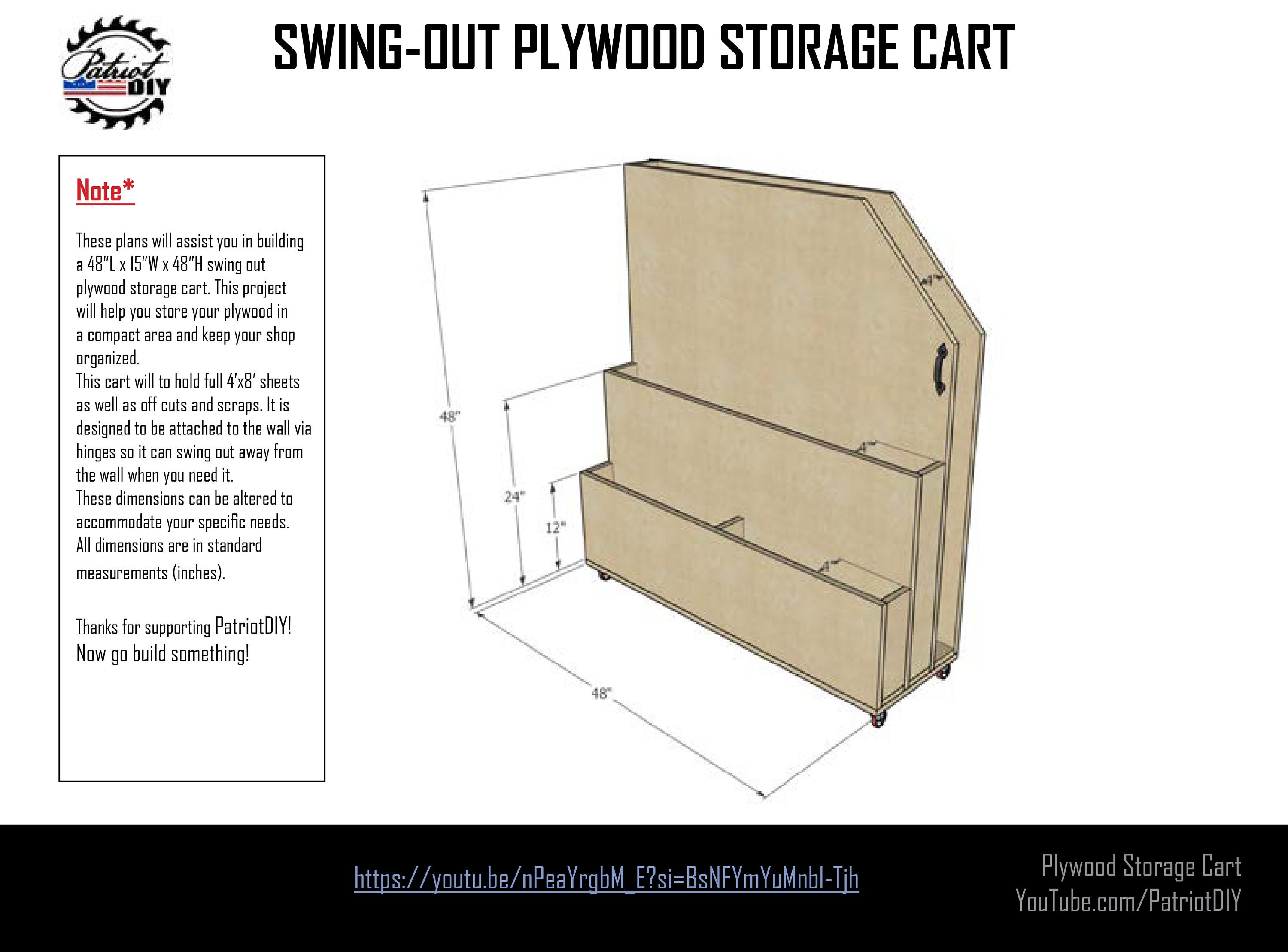 DIY Swing-out Plywood Storage Cart - Digital Build Plans / Scrap Wood ...