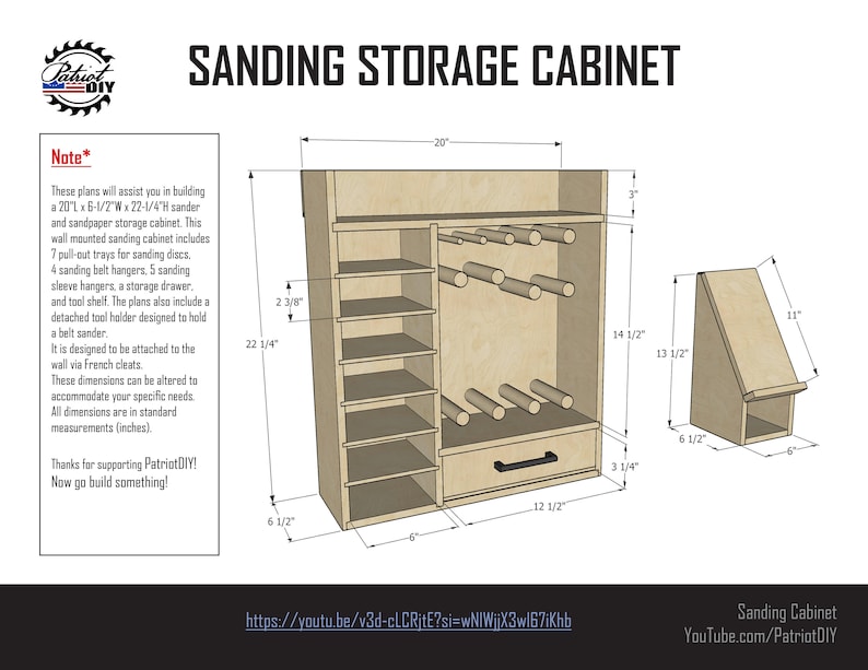 Sanding Cabinet - Digital Build Plans / Sandpaper Storage / French ...