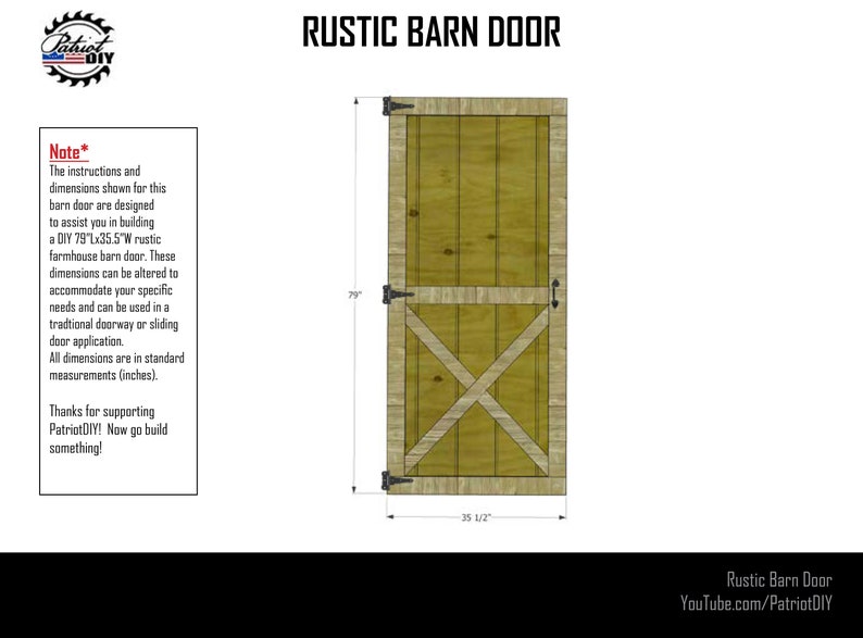 Rustic DIY Barn Door (beginner) - Digital Build Plans / Woodworking - Etsy