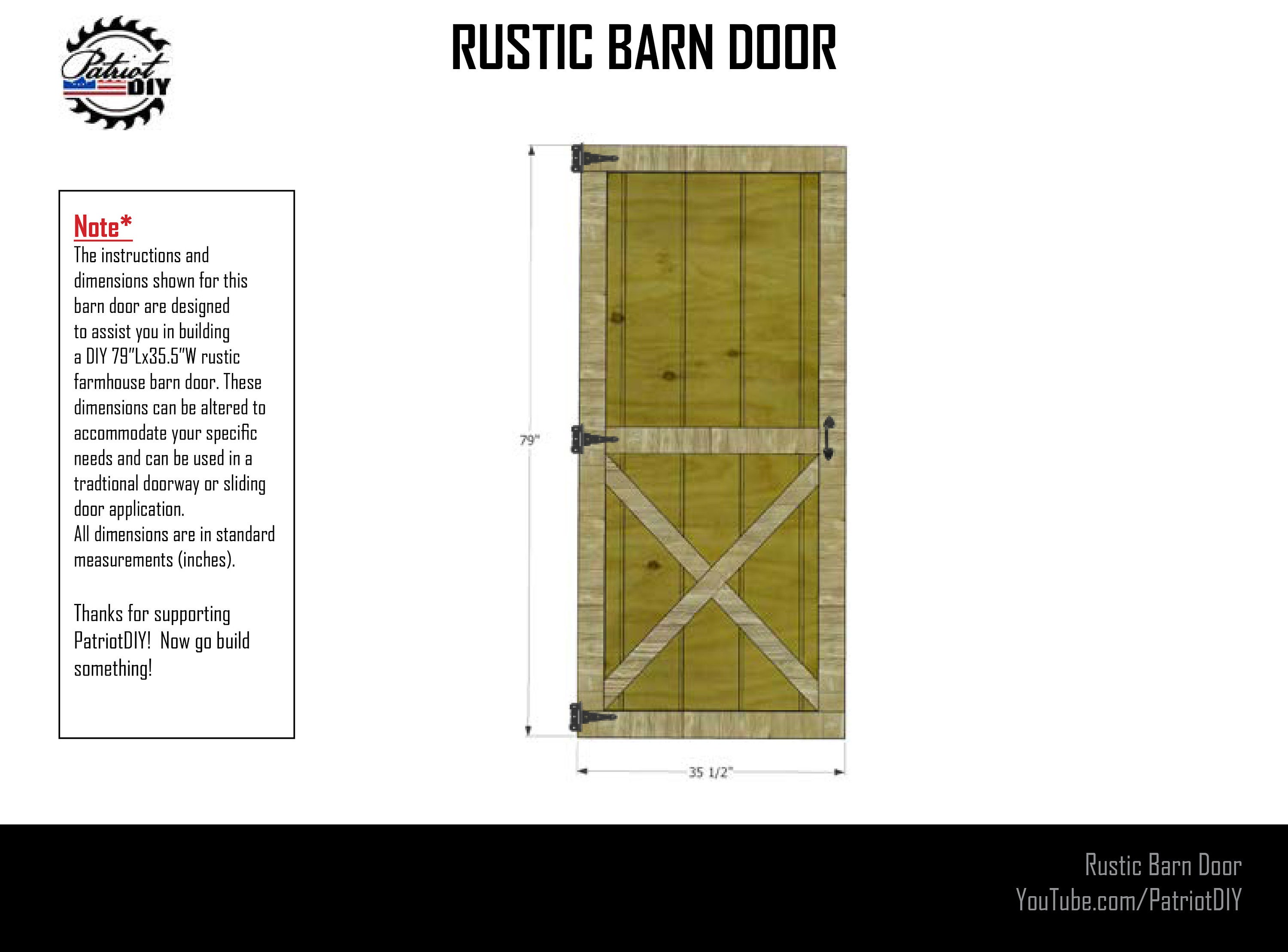 Rustic DIY Barn Door (beginner) - Digital Build Plans / Woodworking - Etsy