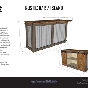 Diy Rustic Bar - DIGITAL BUILD PLANS / Man Cave / Outdoor Bar / Farmhouse Island / Woodworking ...