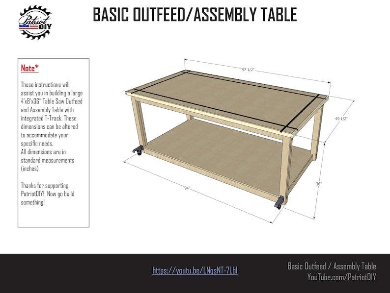 Basic Table Saw Outfeed / Assembly Table / Workbench - Digital Build ...