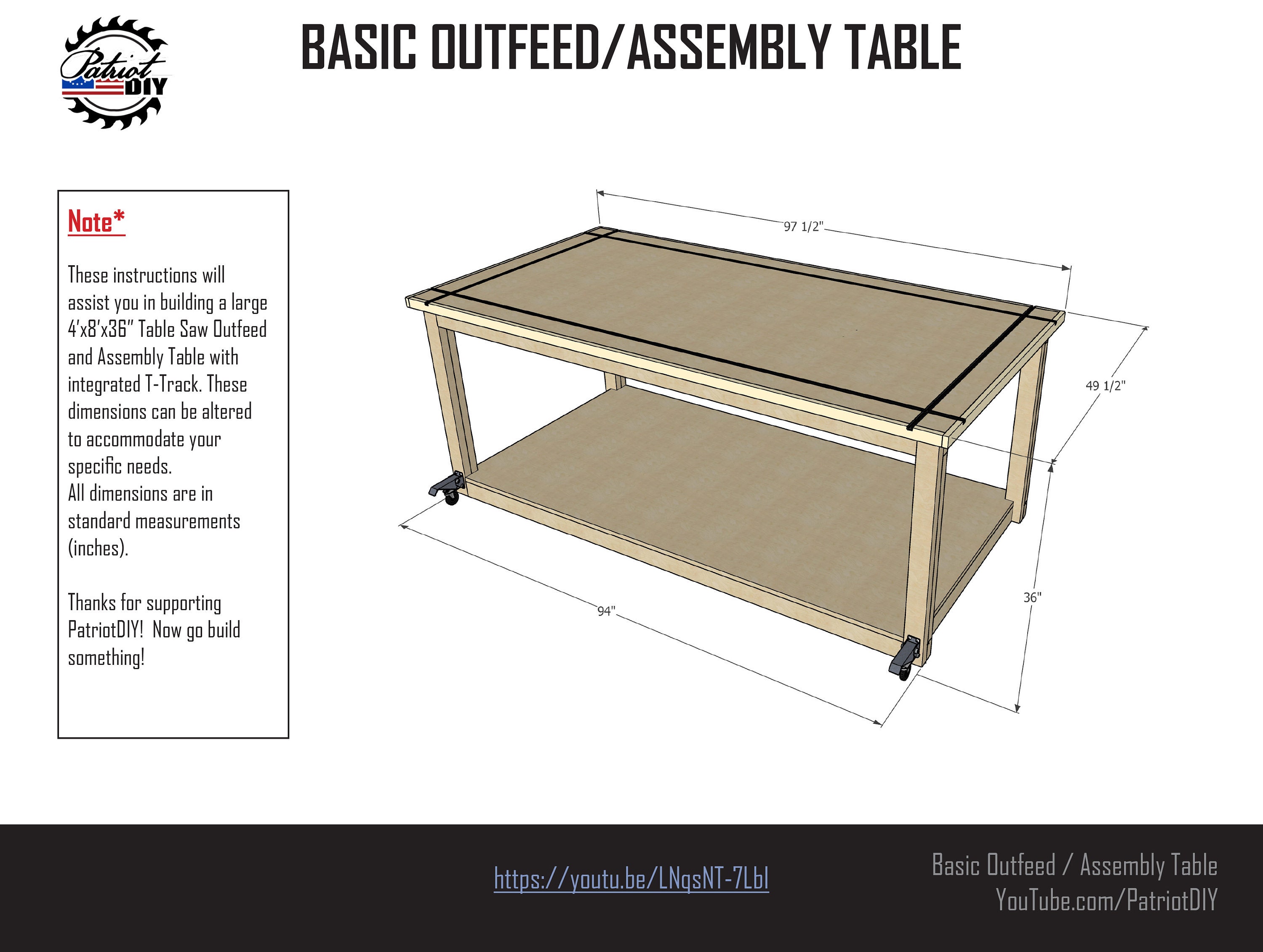 Basic Table Saw Outfeed / Assembly Table / Workbench - Digital Build ...