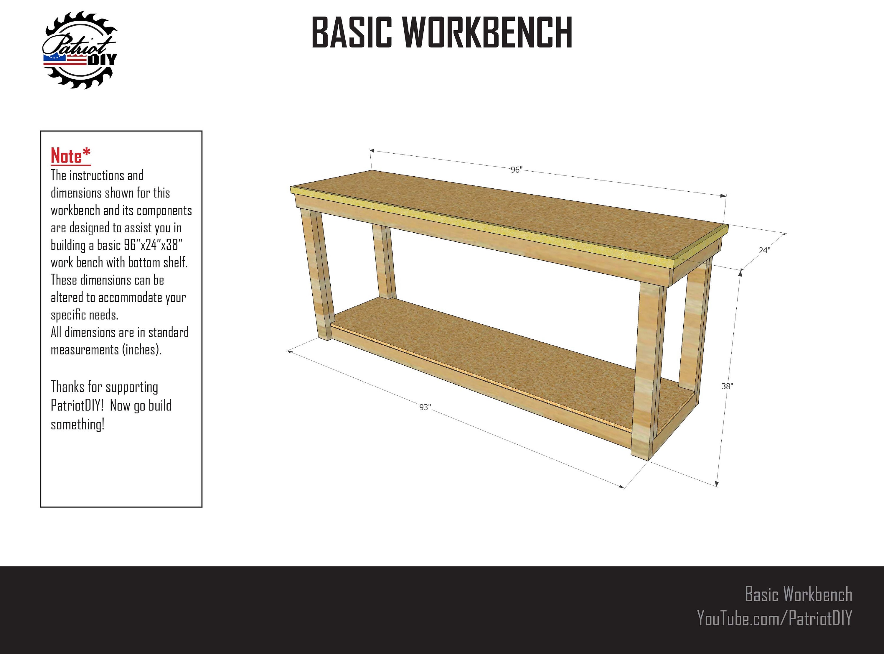 Basic Workbench Digital Build Plans / DIY Woodworking - Etsy