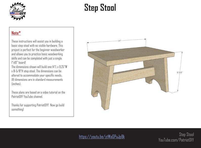 DIY Step Stool Digital Build Plans / Beginner Woodworking - Etsy