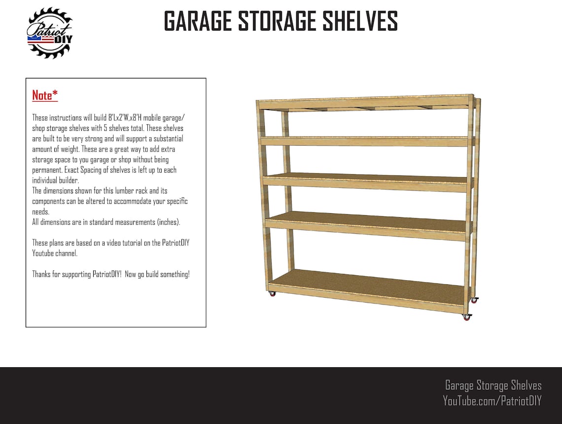 DIY Mobile Garage Storage Shelves Build Plans / Woodworking - Etsy