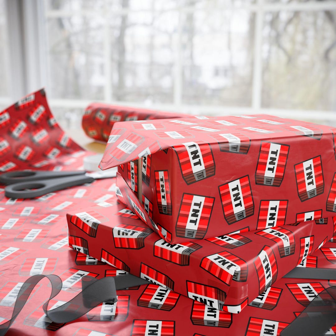 TNT Minecraft-inspired Wrapping Paper, Fun Gift Wrap for Gamers, TNT ...