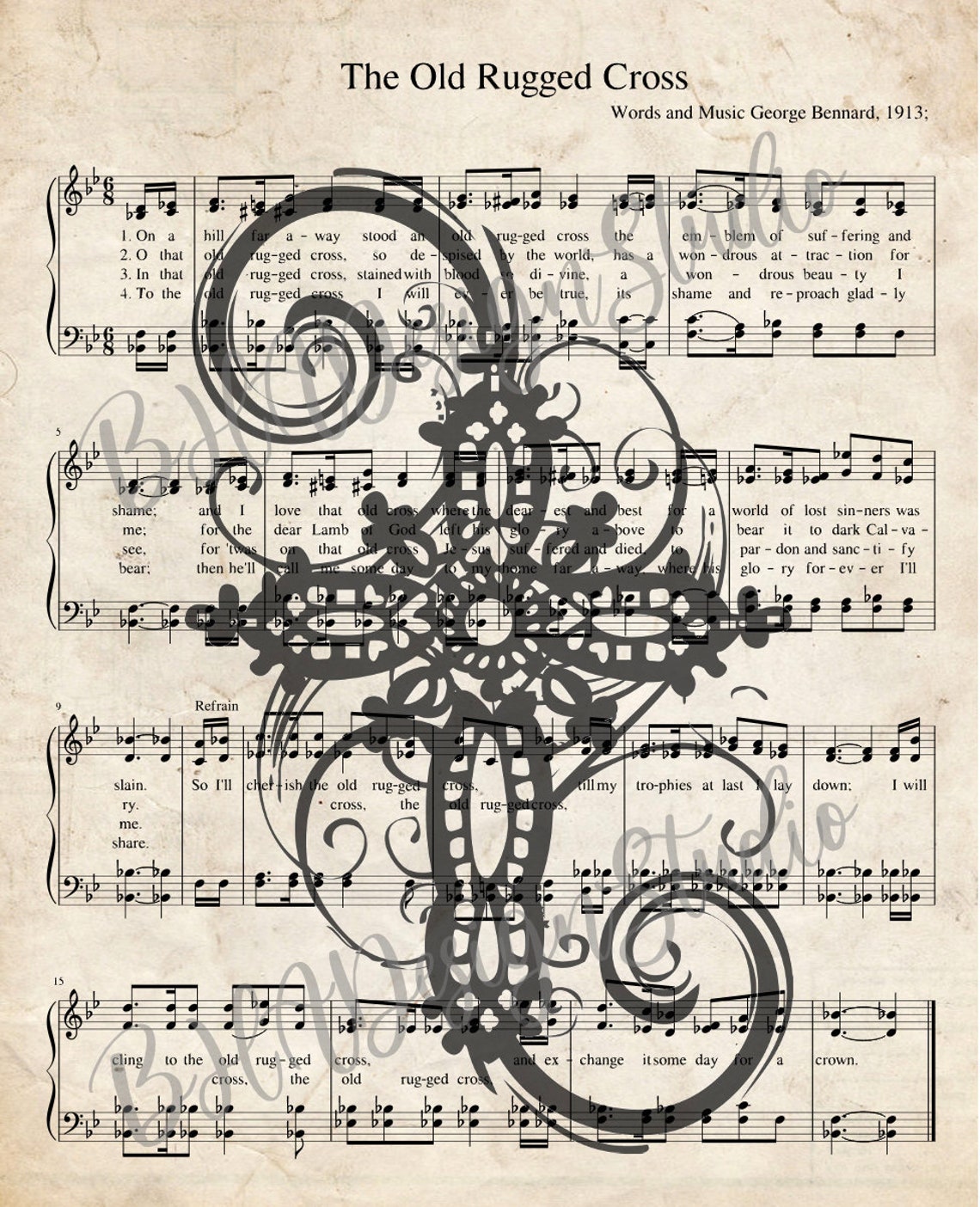 Old Rugged Cross Printable Sheet Music - Etsy