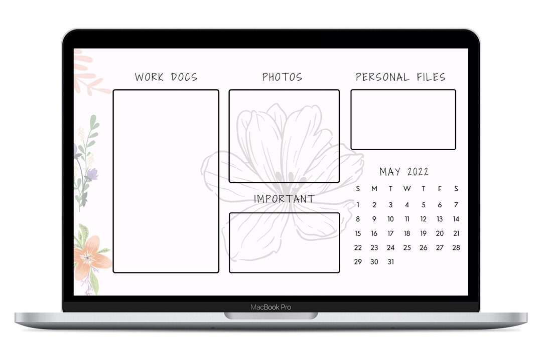 2022 Desktop Calendar/organizer Wallpaper Desktop - Etsy