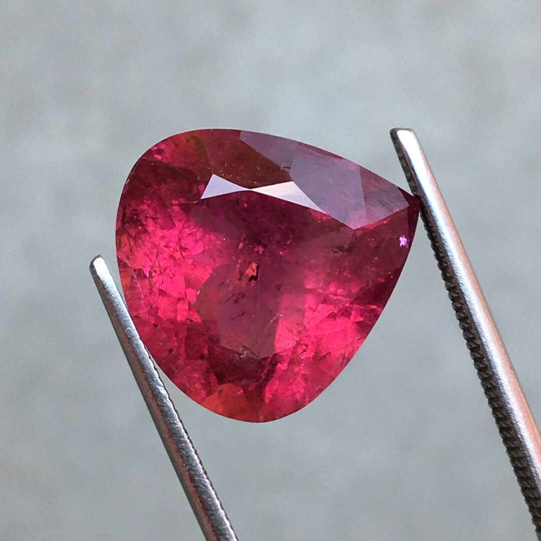 6.30 Carat Luxury Ruby Lite Tourmaline Faceted Gemstone Heart Shape ...