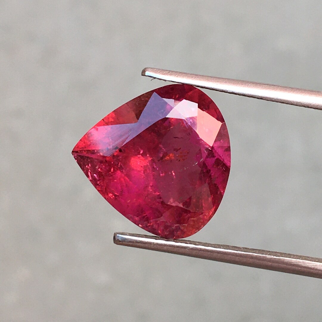 6.30 Carat Luxury Ruby Lite Tourmaline Faceted Gemstone Heart Shape ...