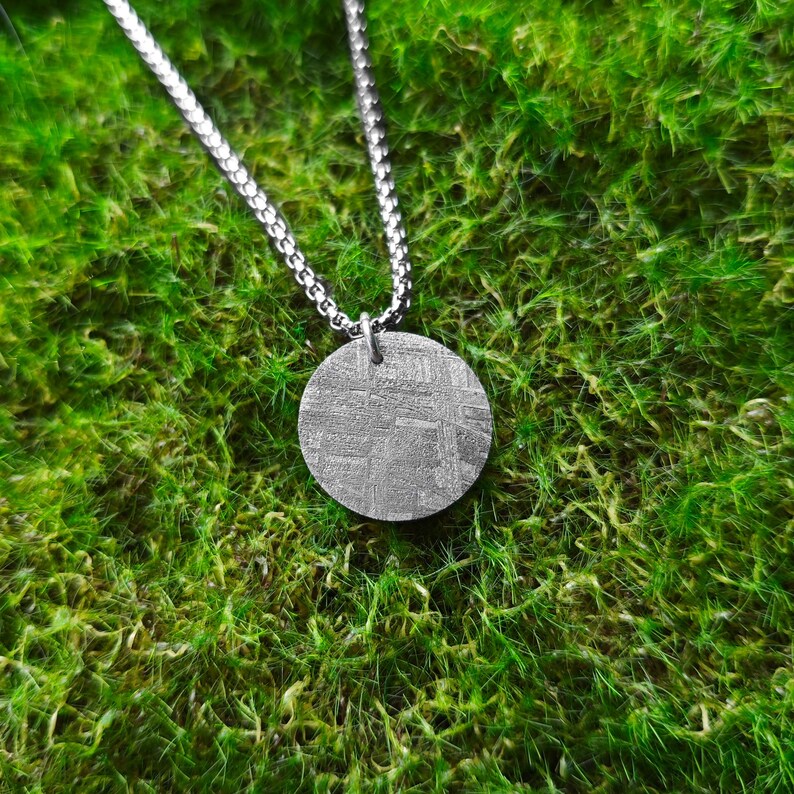 Muonionalusta Meteorite Necklace, 20x20mm Widmanstatten Pattern Iron ...