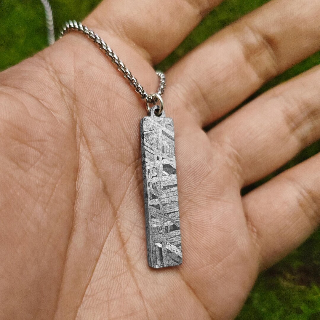 Widmanstätten Pattern Iron Meteorite Necklace, Rectangular Space ...