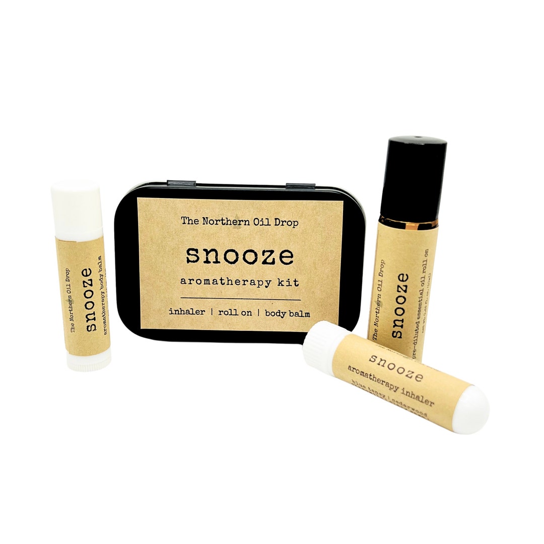 Snooze Aromatherapy Kit With Essential Oil Roller, Inhaler & Balm Stick ...