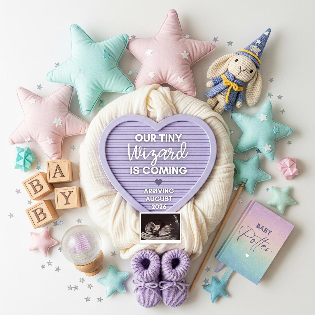 Wizard Baby Announcement, Magical Pregnancy Reveal (editable Canva ...