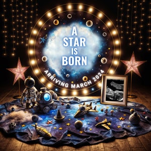 Galactic 'A Star is Born' Pregnancy Announcement Canva Templates ...