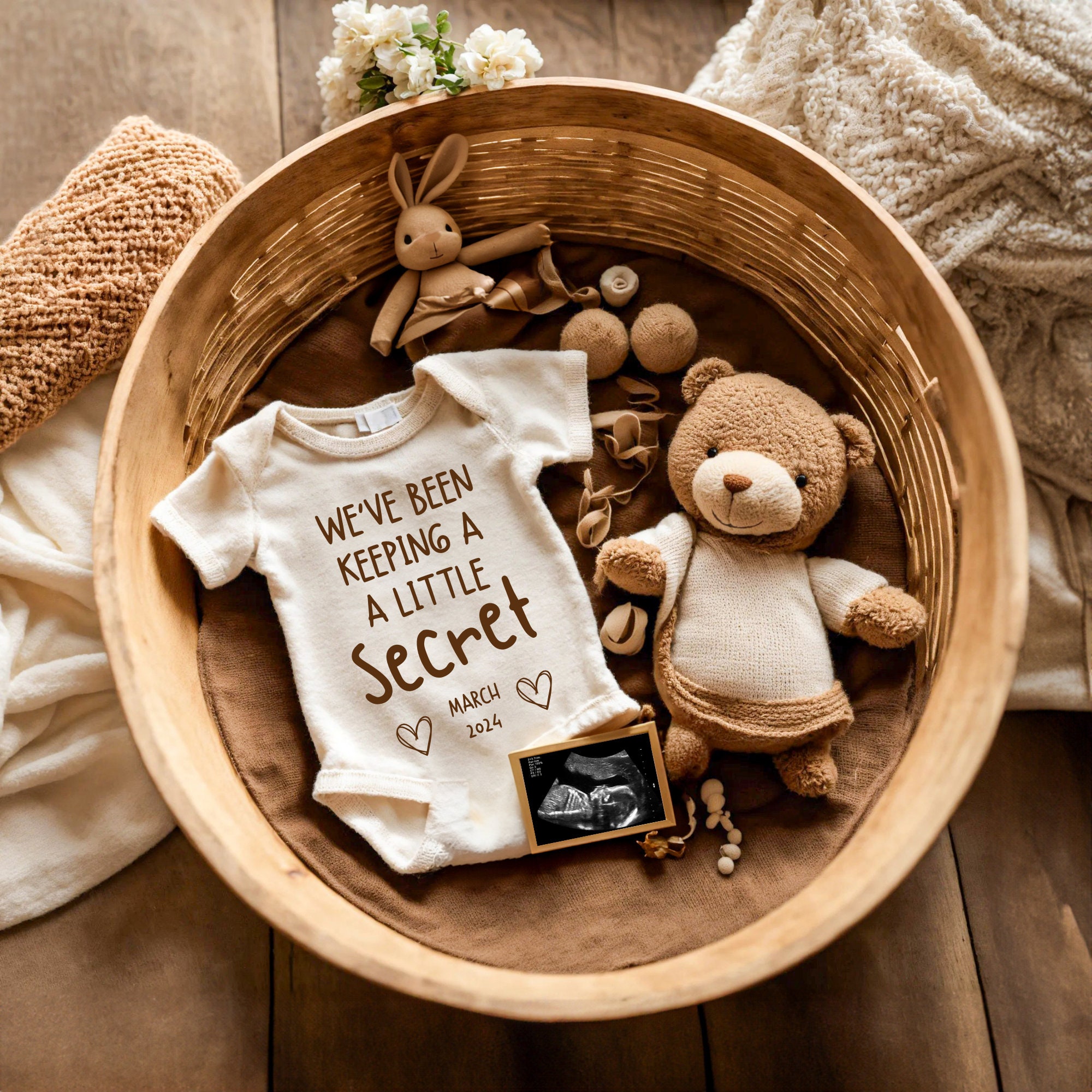 Secret Baby Announcement Canva Template Cozy Nursery Reveal - Etsy