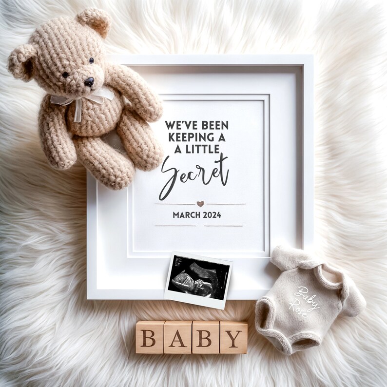 Digital Pregnancy Announcement, Secret Baby Announcement Canva Template ...